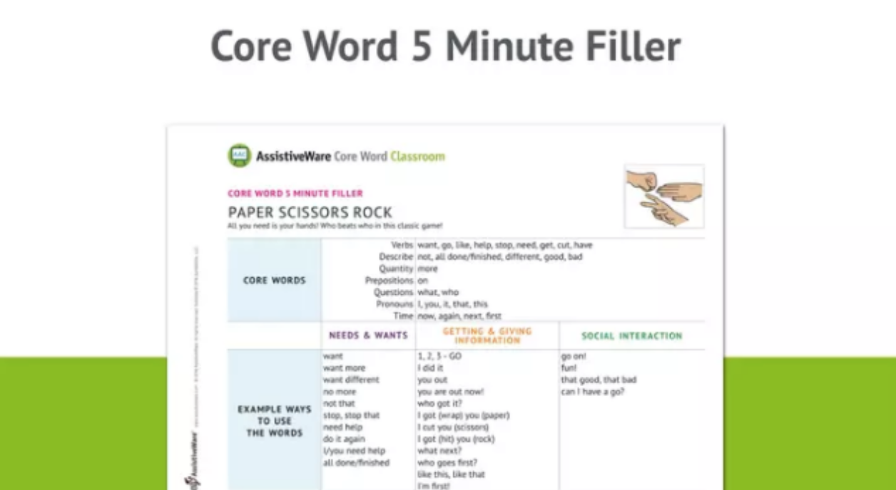 5 minute fillers: Fill every minute with core words! - AssistiveWare