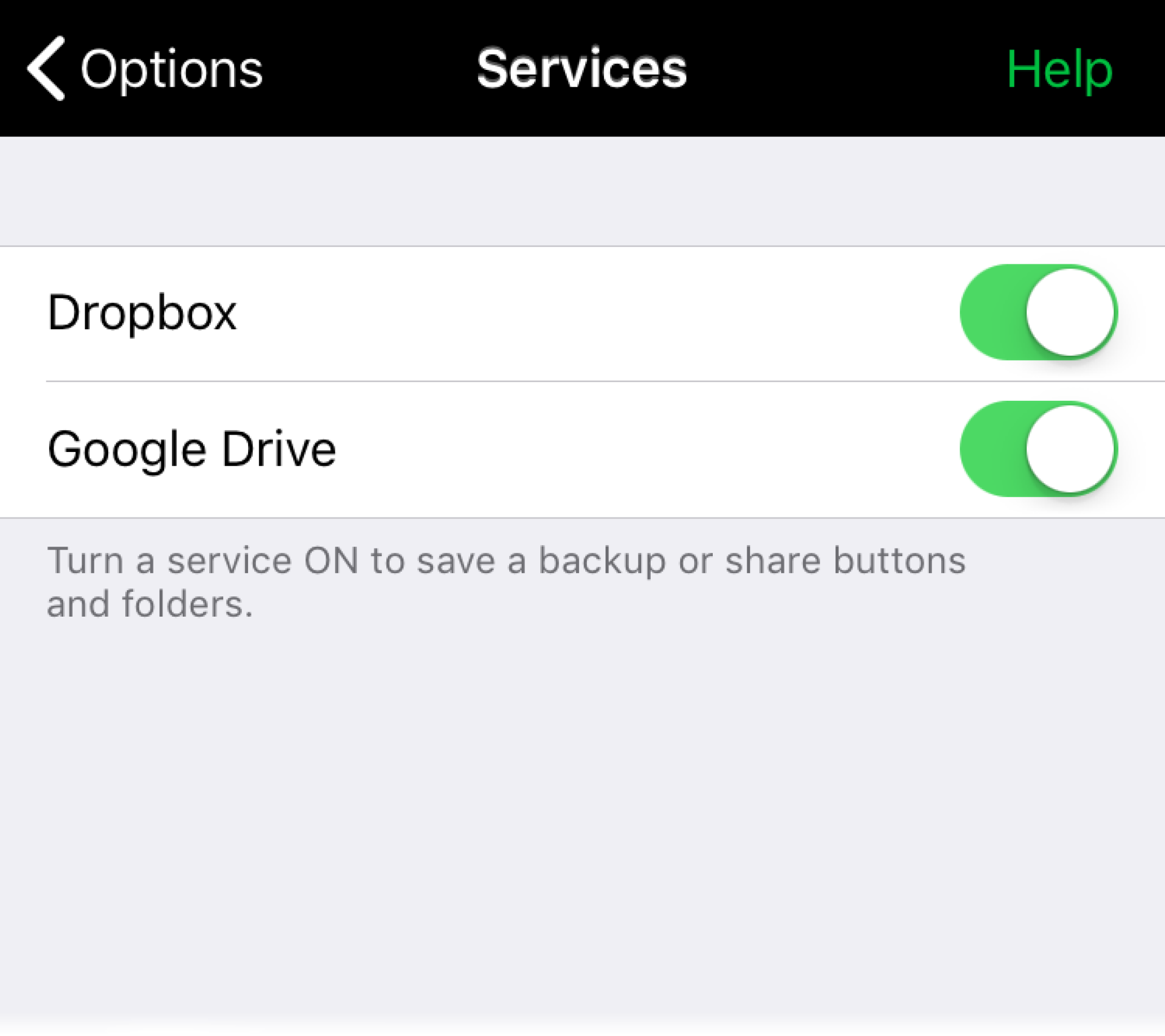Export and save selected backups to Dropbox or Google Drive - AssistiveWare