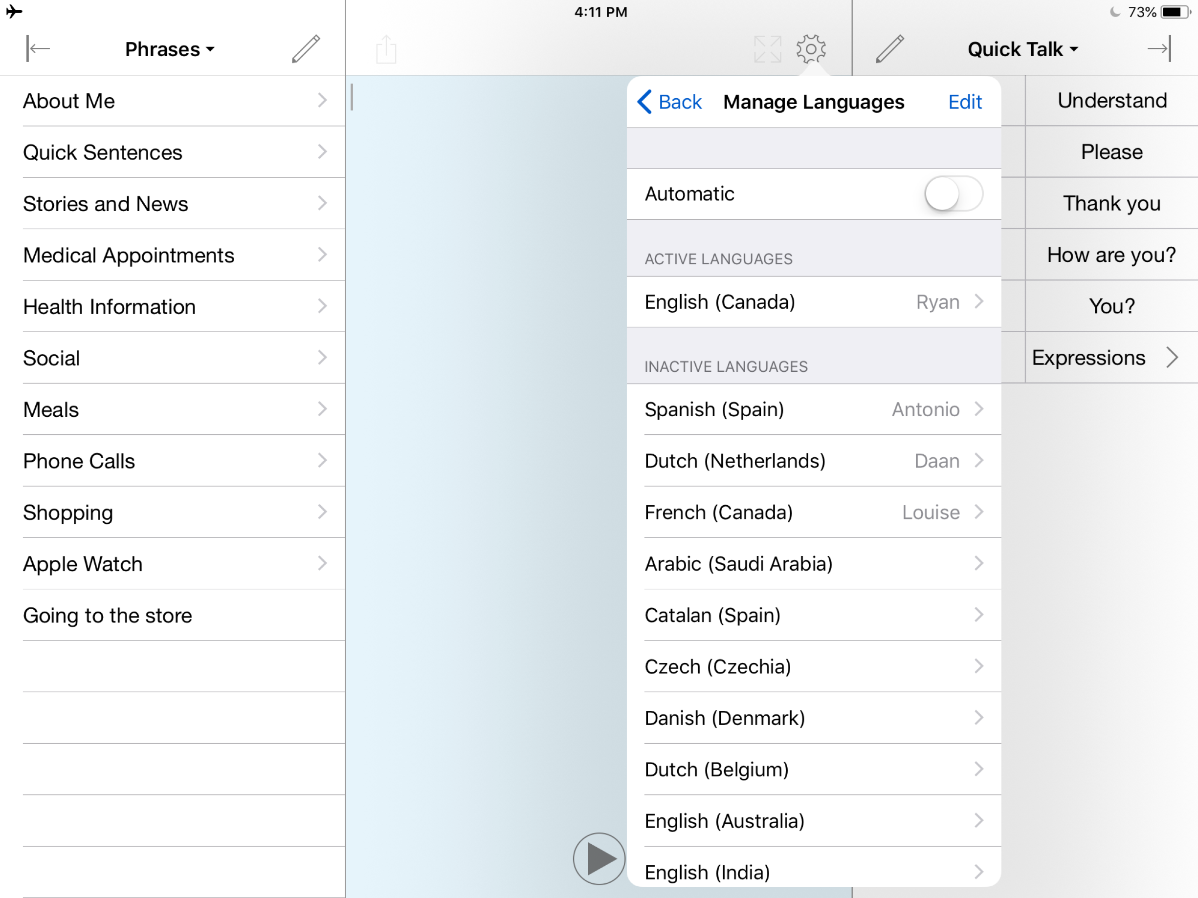 Manage multiple languages - AssistiveWare