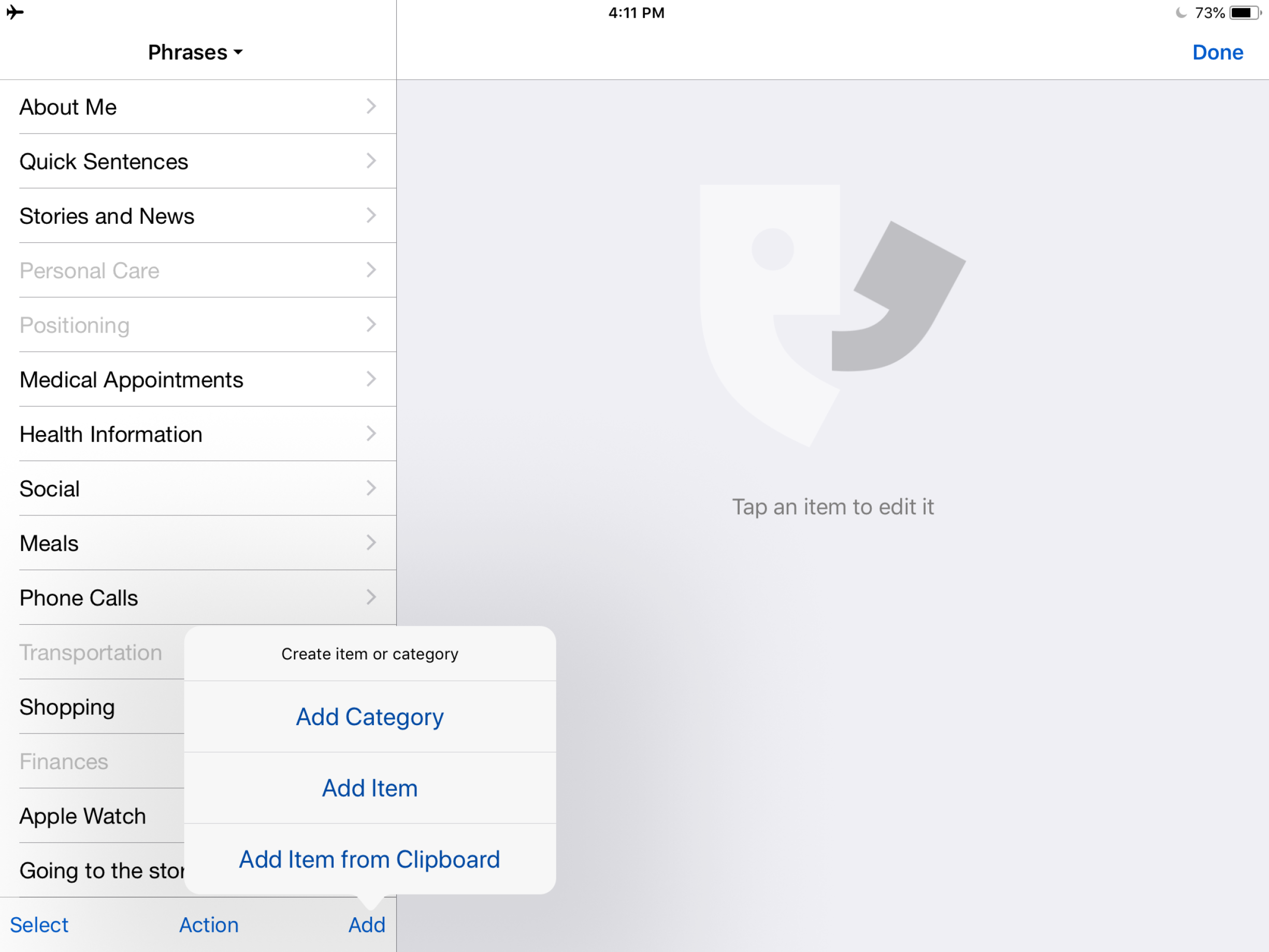 Add and edit categories in Phrases and Quick Talk - AssistiveWare