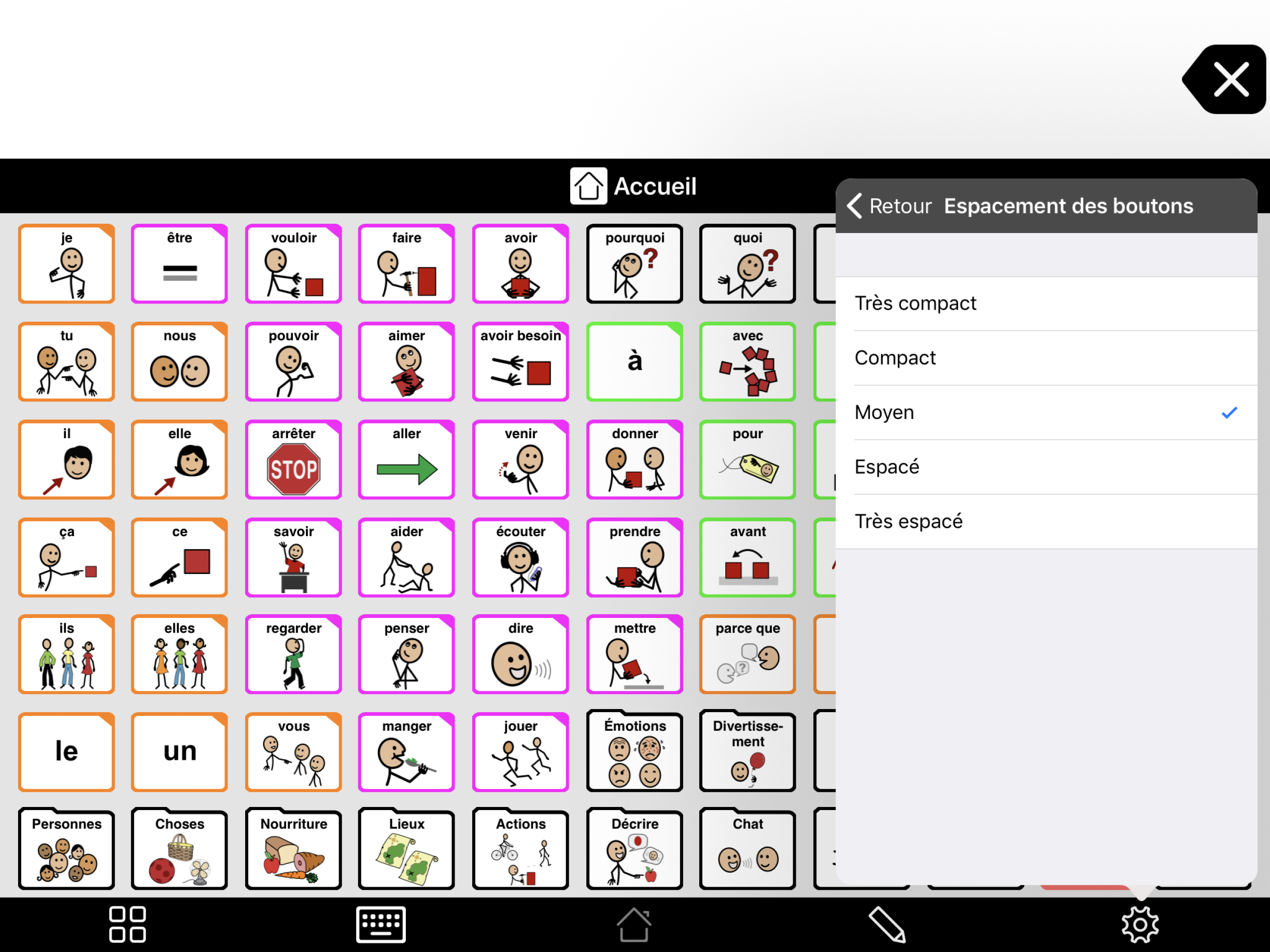 Modifier l'espacement des boutons - AssistiveWare